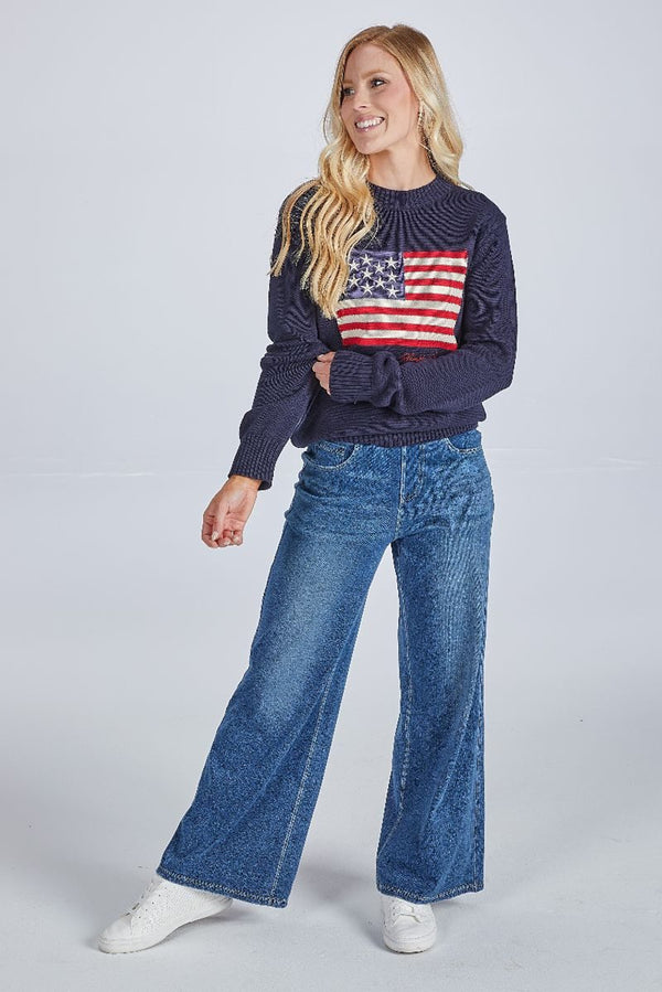 Crewneck Preppy Sweater Navy | Molly's! A Chic and Unique Boutique